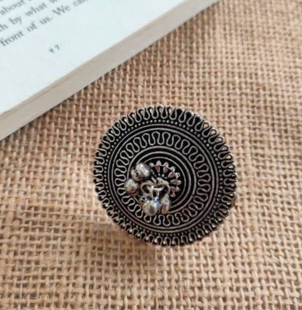 Oxidised Blackpolish Adjustable Finger Ring - Givame